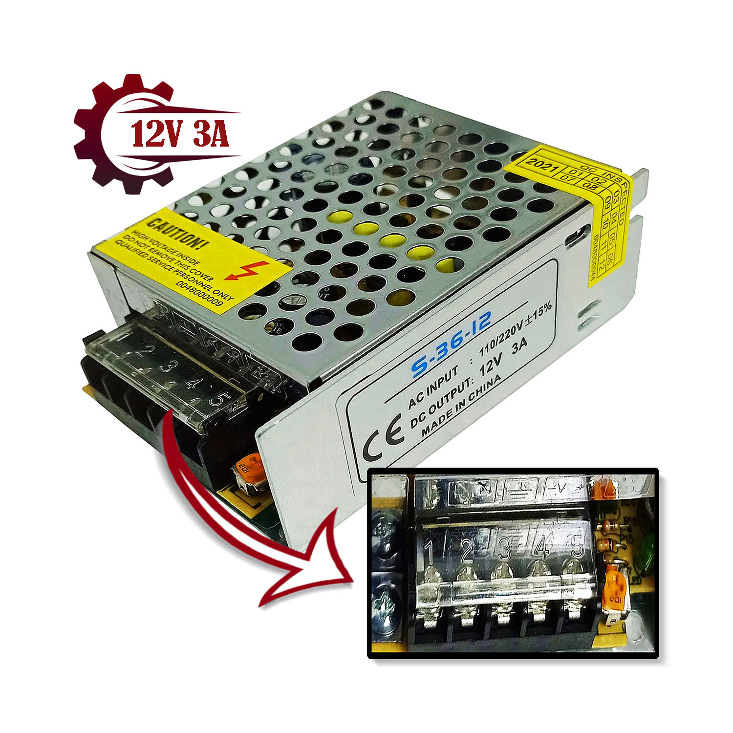Fuente de Alimentación Switching 12V 3A S-36-12 WESTOR - Gohusitec