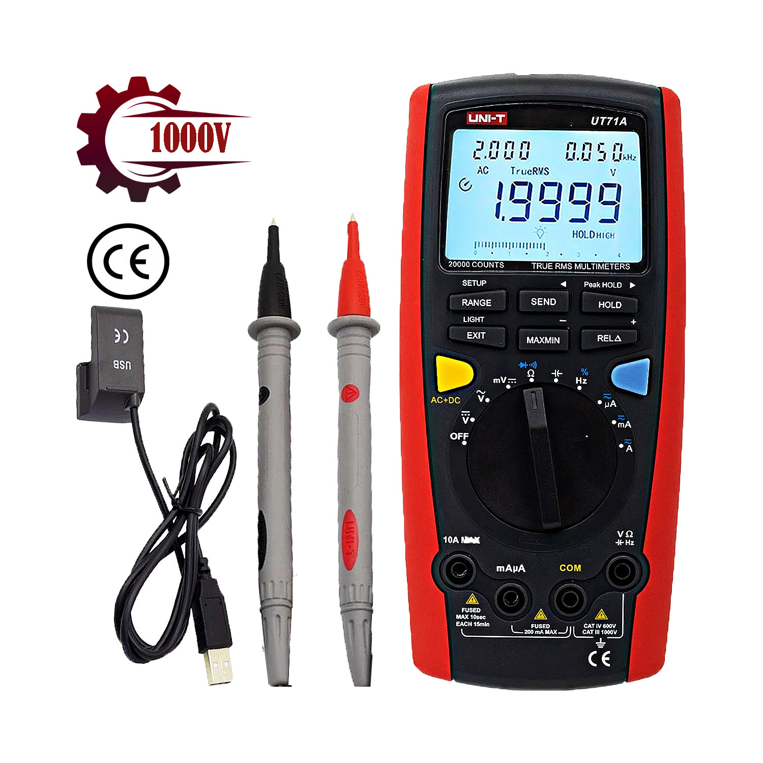 Multímetro Digital con Capacitancia, Frecuencia y Temperatura UT71A UNI-T - Gohusitec